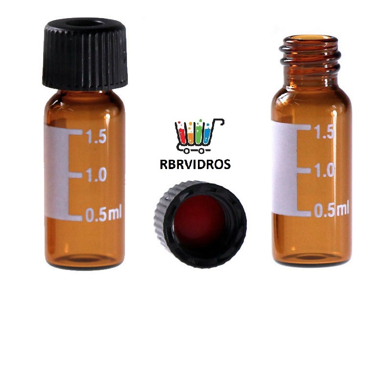 RBRVIDROS - FRASCO VIAL AMBAR 2ML ROSCA 8MM COM TAMPA